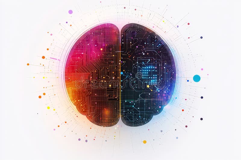 Vibrant Representation of Left Right Brain Abstract Neural Networks Colorful Data Flows ...