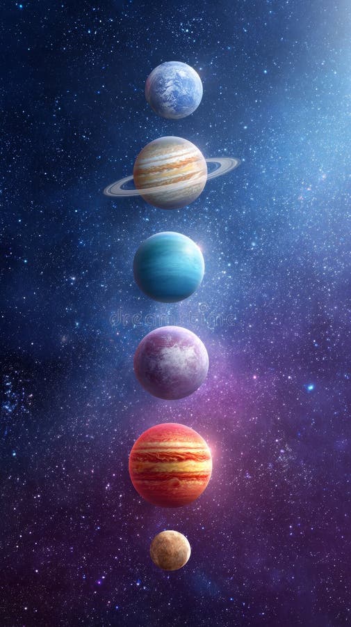 Vibrant Representation of the Solar System Showcasing Planets Aligned ...