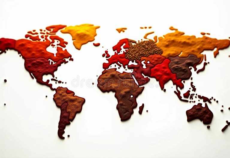 Colorful Map Created from Spices Showcases Countries in Unique Textures ...