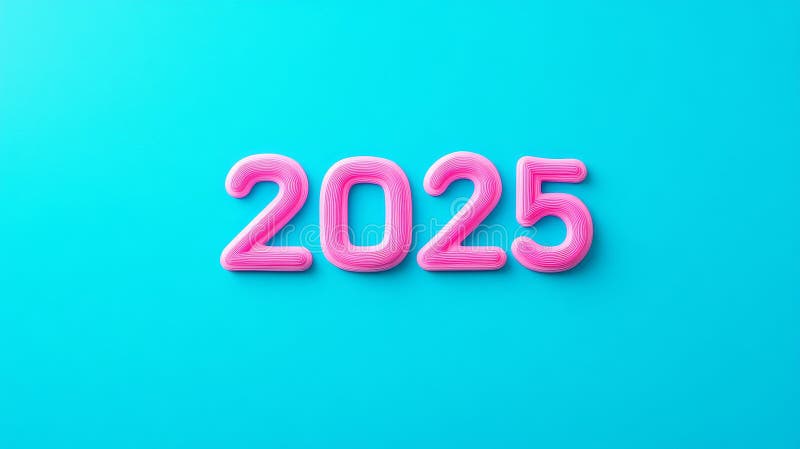 Bright Pink 2025 Numbers on Aqua Background a Vibrant Representation of ...