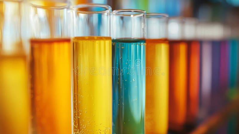 Vibrant Research Array of Colorful Chemical Solutions in Test Tubes ...