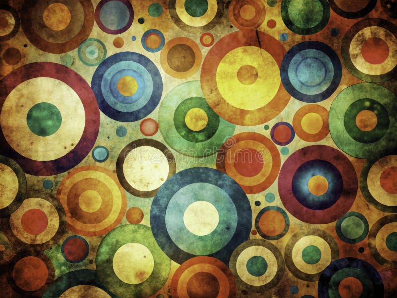 Vibrant Retro Circles a Grunge Texture Pattern for VintageInspired ...