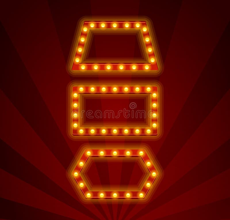 Vibrant Retro Frames Featuring Geometric Shapes and Glowing Light Bulbs ...