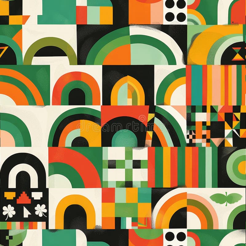 Vibrant Retro Geometric Patterns Collection Stock Image - Image of ...