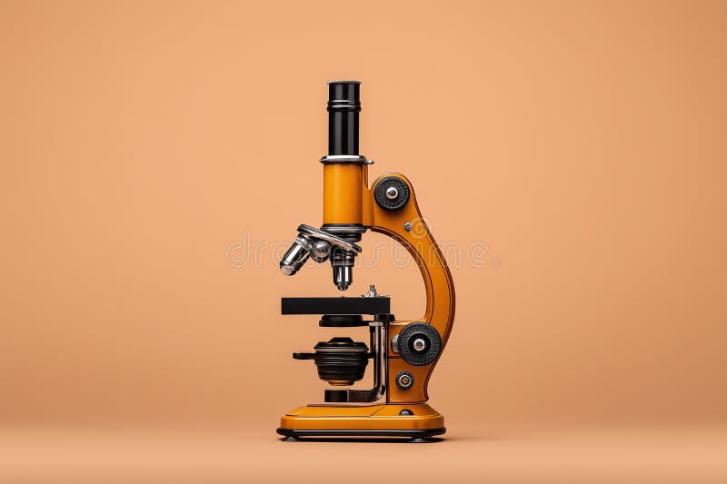 Stylish Retro Orange Microscope on Peach Background in Minimal Studio ...
