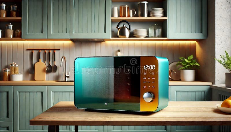 Vibrant Retro Microwave: Stylish Design Meets Functionality Stock ...