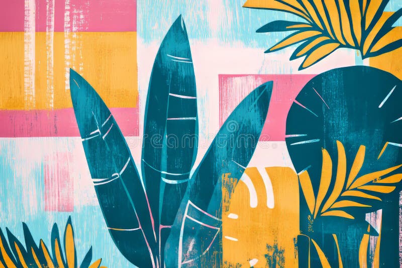 Vibrant Retro Risograph Background Featuring Exaggerated Outlines ...