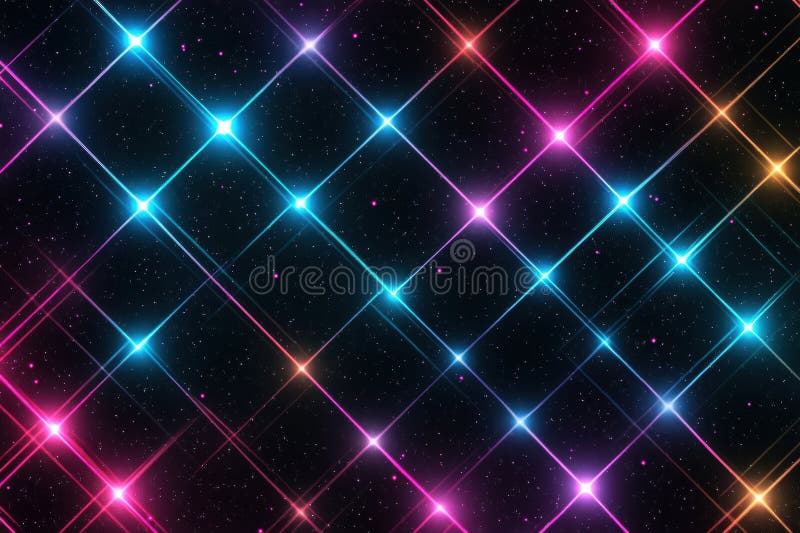 Vibrant Retro 1990s Grid Pattern Featuring Neon Colors and Sparkling ...