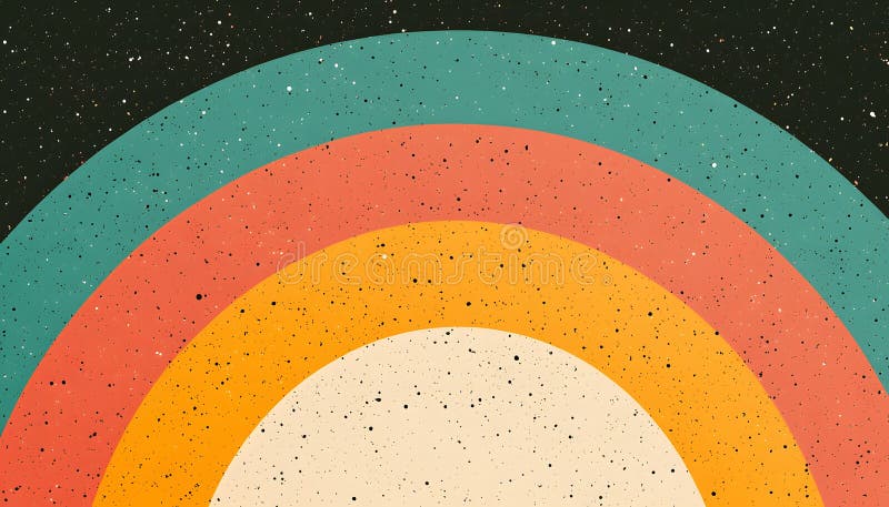 Retro Rainbow Arch Background Vintage 70s Style Abstract Design Stock ...