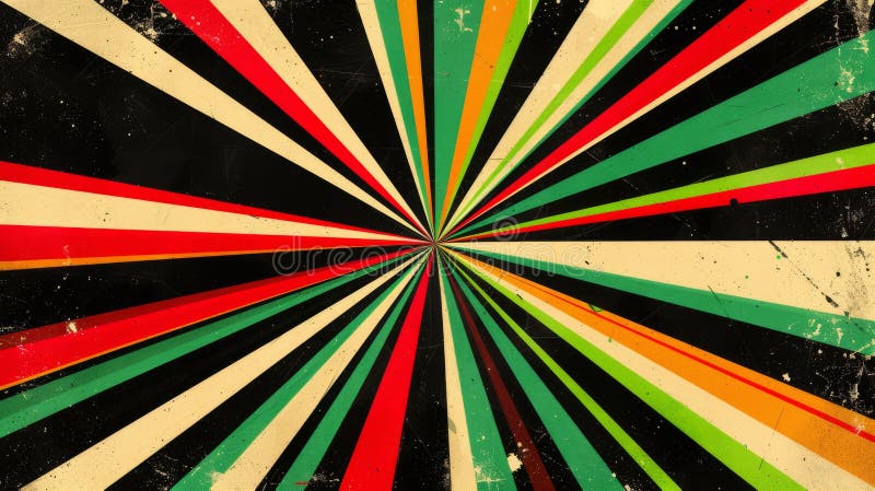 Vibrant Retro Sunburst Background with Colorful Rays and Vintage ...