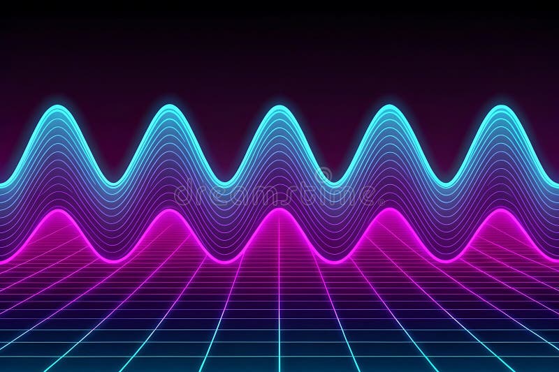 Vibrant Retro Synthwave Scene with Smooth Abstract Curves and Vibrant ...