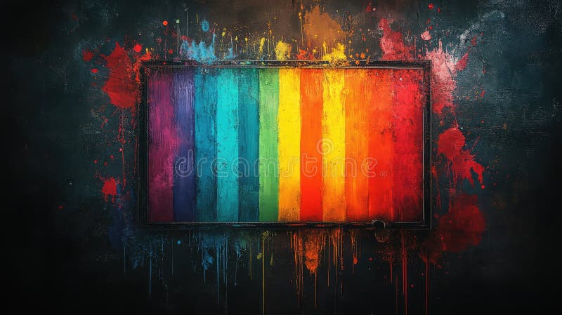 Vibrant Retro Television Screen with Vertical Stripes on a Dark ...