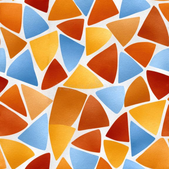 Vibrant Retro Triangle Pattern in Blue and Orange for Seamless Background Design and Creative ...