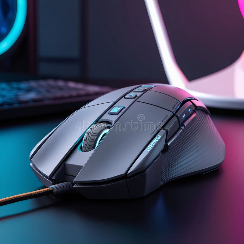 Vibrant RGB Gaming Mouse with Stylish Smoke Effects Stock Illustration ...