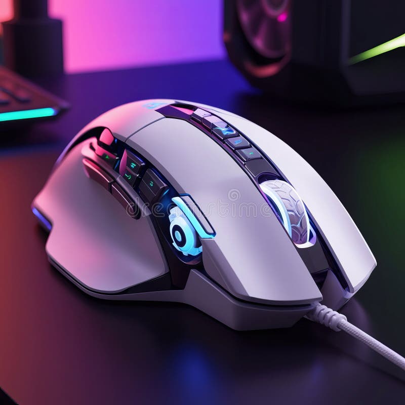 Vibrant RGB Gaming Mouse with Stylish Smoke Effects Stock Illustration ...