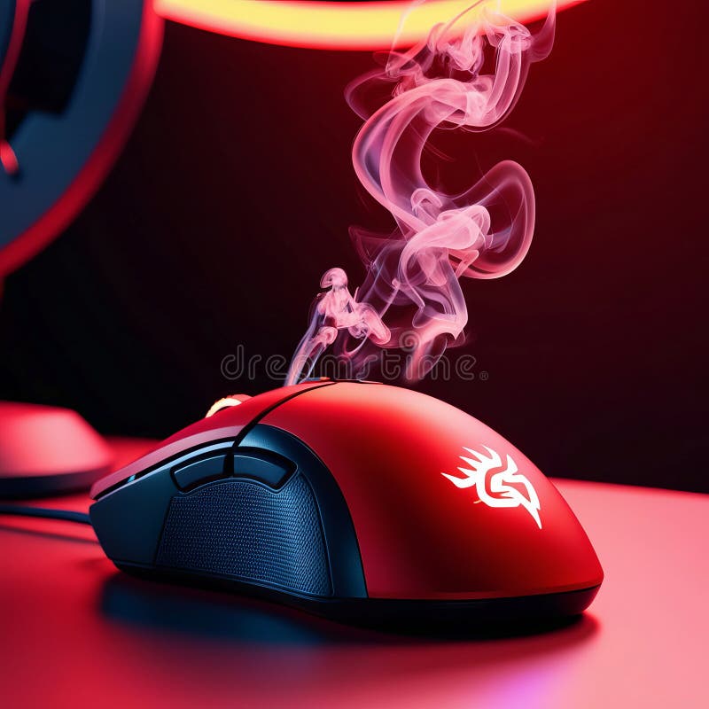 Vibrant RGB Gaming Mouse with Stylish Smoke Effects Stock Illustration ...