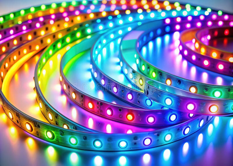 Vibrant RGB LED Strip Lights on a Clean White Background Modern ...