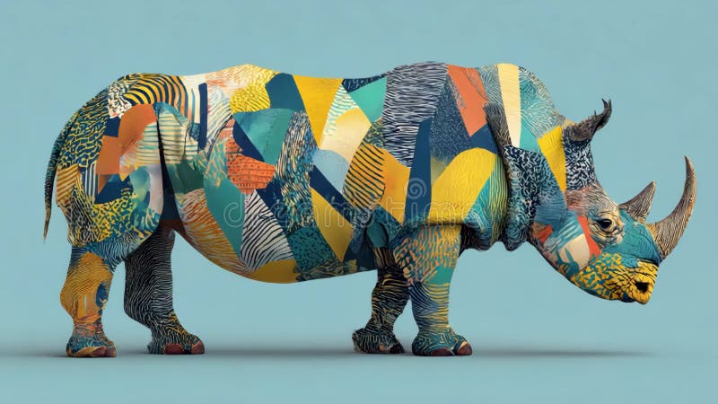 Abstract Rhino Art stock footage. Video of yellow, graphic - 376878340