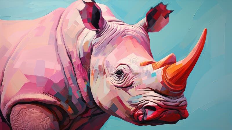 Vibrant Rhino Painting with Precisionism Influence Stock Illustration ...