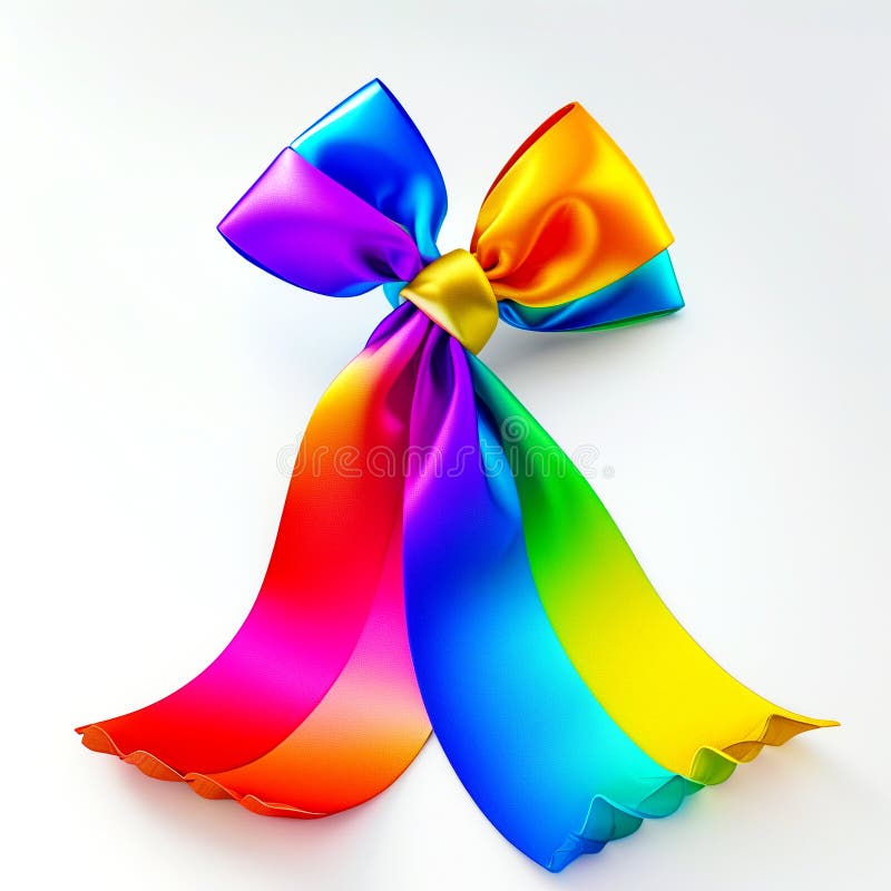A Vibrant Ribbon Bow Features a Spectrum of Colors Elegantly Cascading ...