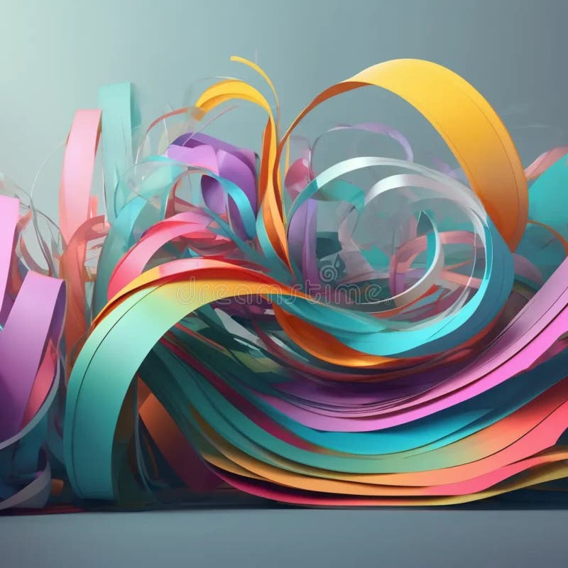 Colorful Swirling Ribbons Create an Abstract Art Display on a Smooth ...