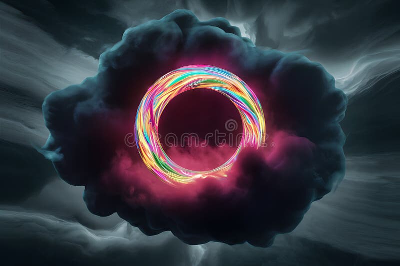 Vibrant Ring Circle Surrounded by Dark Clouds Stock Illustration ...