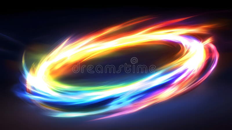 A Vibrant Ring of Light Streaks in Multiple Colors Against a Dark ...