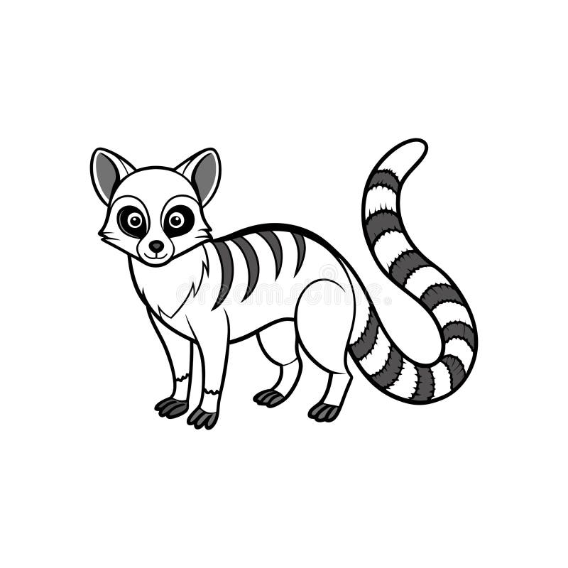 Vibrant Ringtail Coloring Design for Kids Stock Illustration ...