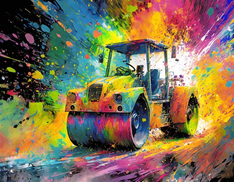 Vibrant road roller stock illustration. Illustration of compactor ...