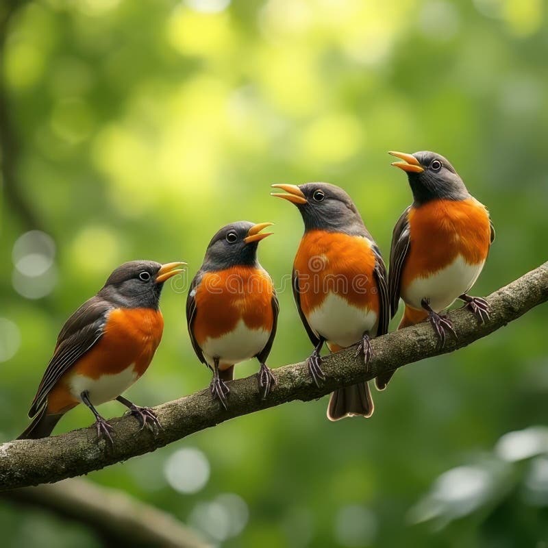 Vibrant Robin Chirping Forest Stock Photos - Free & Royalty-Free Stock ...