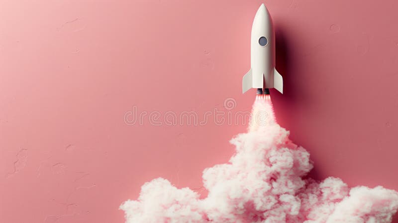 Vibrant Rocket Launch Image with Pink Background Perfect for Innovation ...