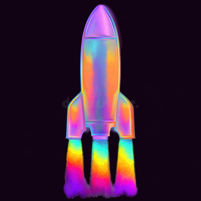 Vibrant Rocket Launching with Rainbow Flames Isolated on Transparent ...