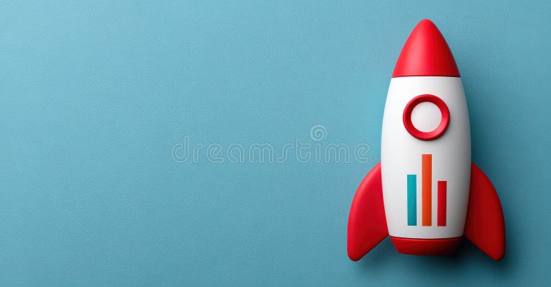 Vibrant Rocket Ship Launching with Bar Graph Design. Stock Illustration ...
