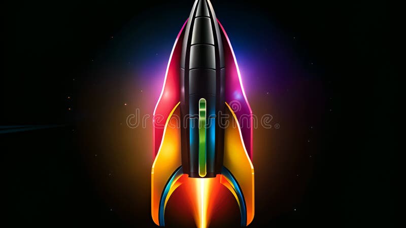 Vibrant Rocket Soaring through Sky, Perfect for Space-themed Projects ...