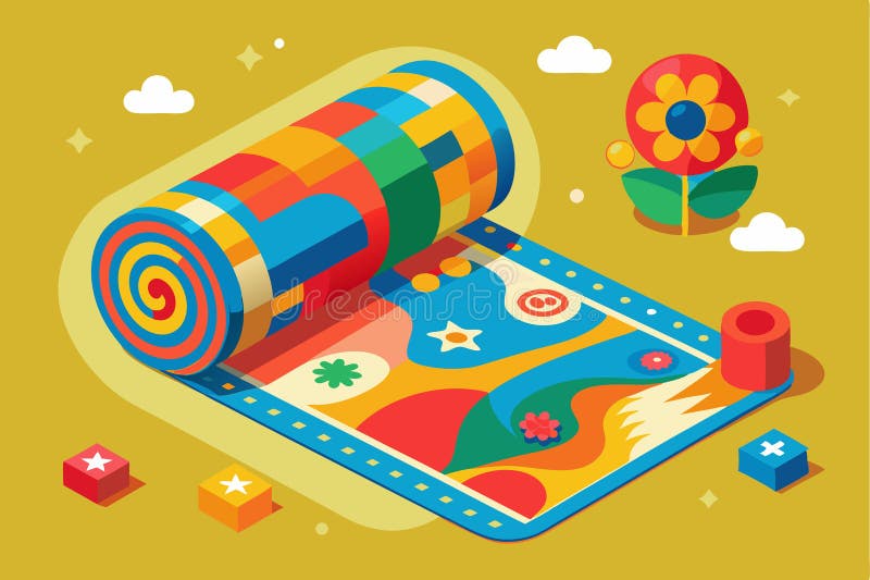 A Vibrant Roll Mat Designed for Kids Showcases Playful Patterns ...