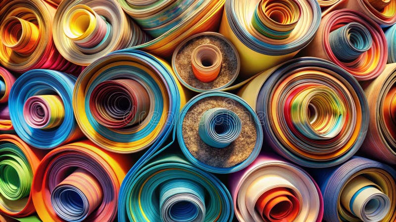 Vibrant Rolled Material in a Spectrum of Colors Showing Diverse ...