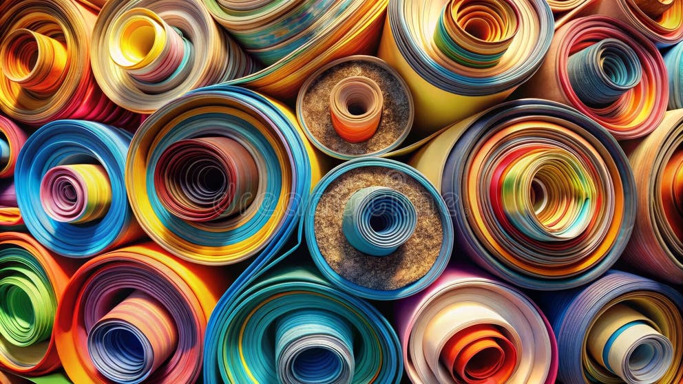 Vibrant Rolled Material in a Spectrum of Colors Showing Diverse ...