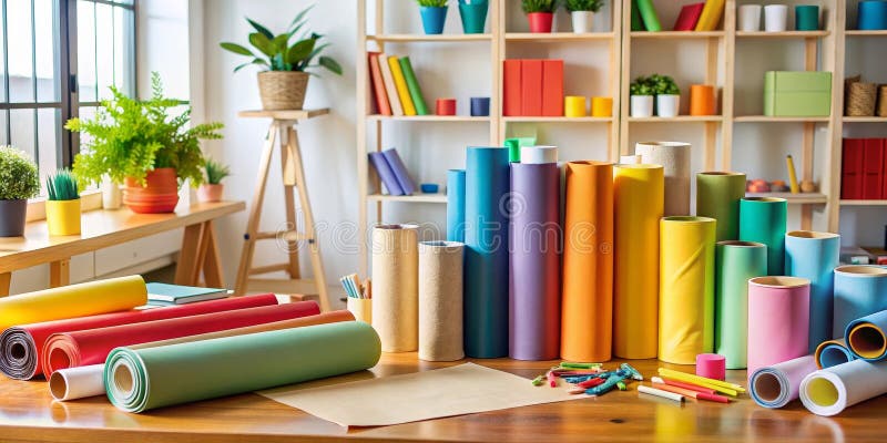 Vibrant Rolls of Colorful Material Ready for Creative Projects in a ...