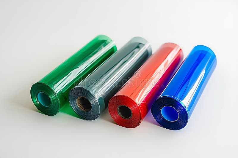 Colorful Rolls of Transparent Plastic Sheeting Stock Illustration ...
