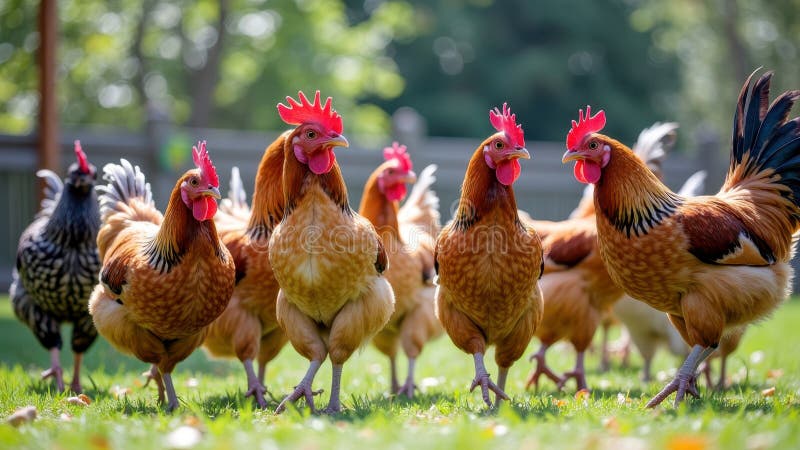 Vibrant Rooster Gathering Sunlit Farmyard Stock Photos - Free & Royalty ...