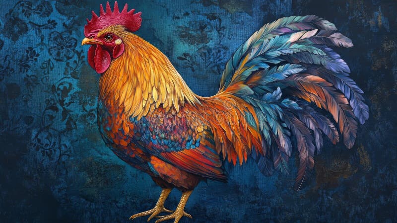 Colorful Rooster Illustration Textured Background Stock Photos - Free ...