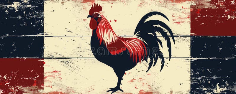 A Vibrant Rooster Painted on the Side of a Building Stock Illustration ...
