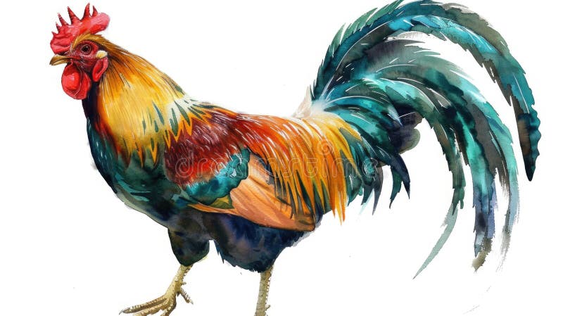 A Vibrant Rooster Sitting on a Clean White Surface Stock Image - Image ...