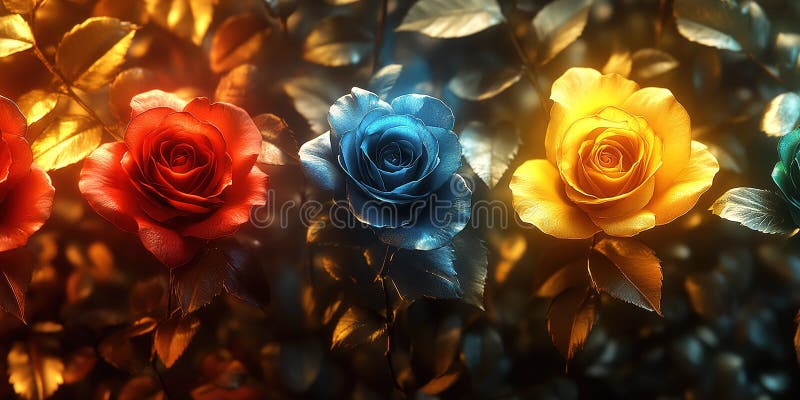 Vibrant Roses Display an Array of Colors in a Stunning Garden Setting ...