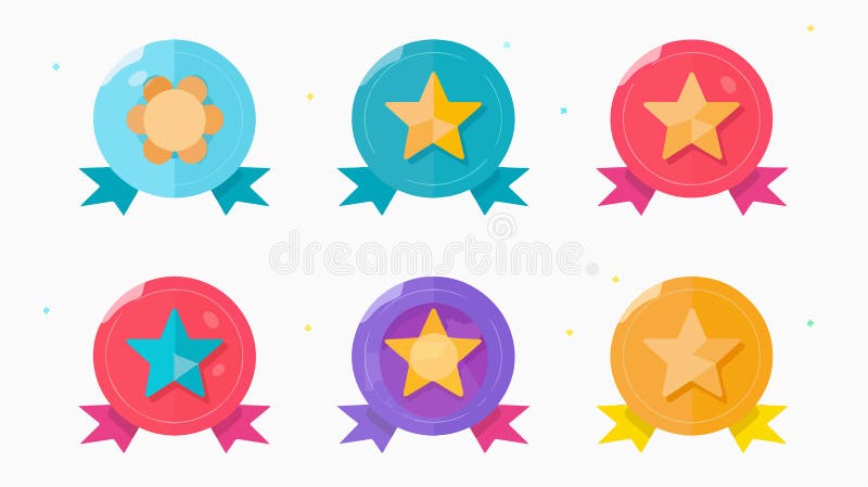 Vibrant Round Badges Flat Design Set for Creative Projects Stock ...