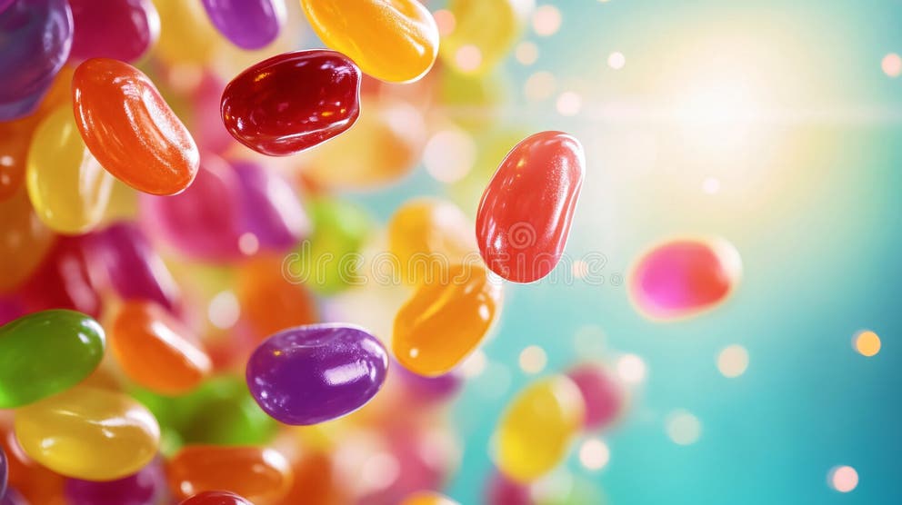 Vibrant Round Colorful Jelly Falling in the Air Isolated Image Stock ...