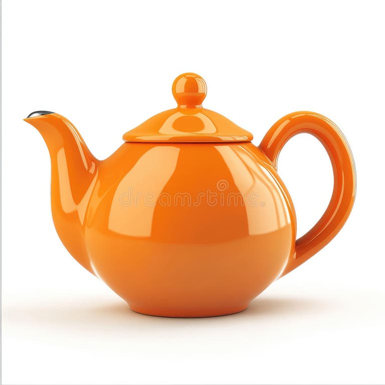 Stylish Orange Teapot, Perfect for Brewing and Serving Stock ...