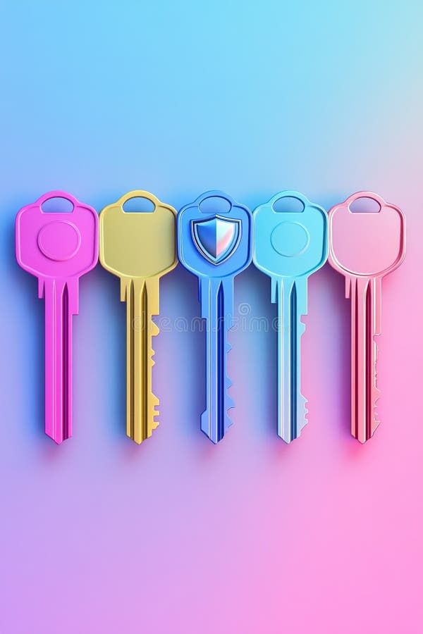 A Vibrant Row of Keys Showcases Different Account Emails and Social ...