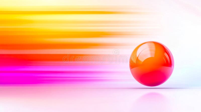 Vibrant Rubber Ball Bouncing on Colorful Abstract Background Stock ...