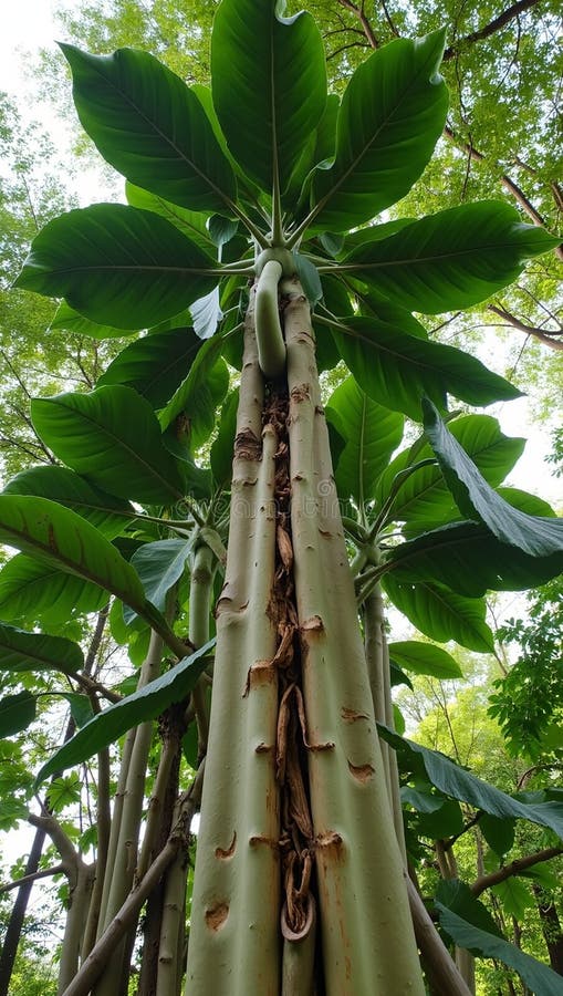 Vibrant Rubber Tree with Glossy Leaves and Milky Sap Stock Illustration ...